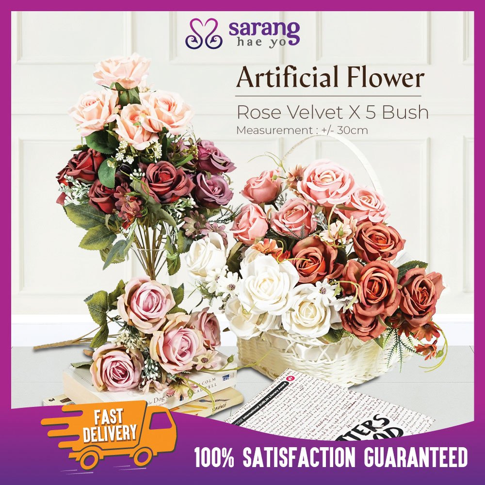 5 Heads Rose Flower Decoration Bunga Hiasan Dulang Hantaran Bunga ...