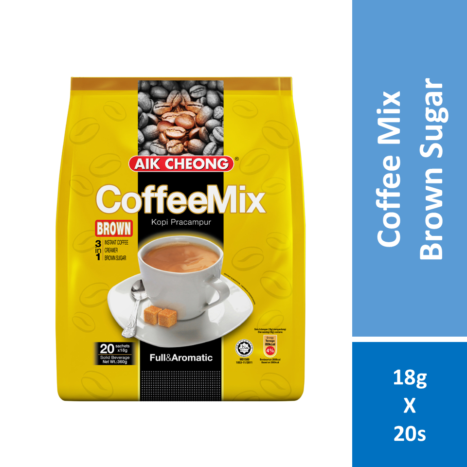 [East Malaysia] AIK CHEONG Coffee Mix 3 In 1 - Brown Sugar (360g/18g x 20 Sachets) | Shopee Malaysia