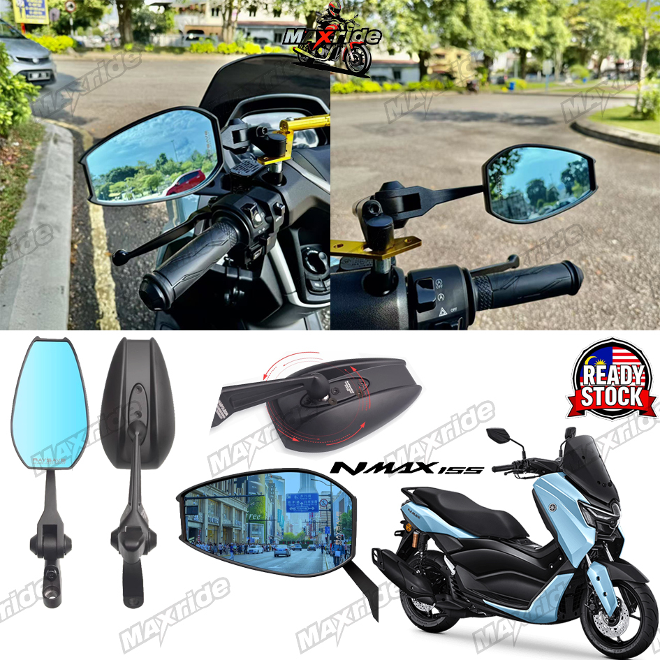 [READY STOCK] NMAX 155 V3 Side Mirror Blue Mirror Aluminum Napoleon NVX ...