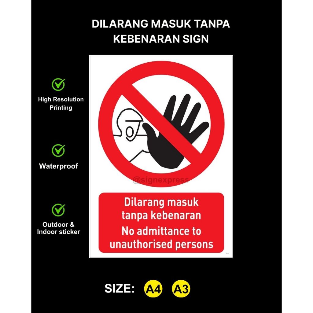 (READYSTOCK) DILARANG MASUK NO ENTRY SIGN NO PARKING DILARANG MEROKOK ...
