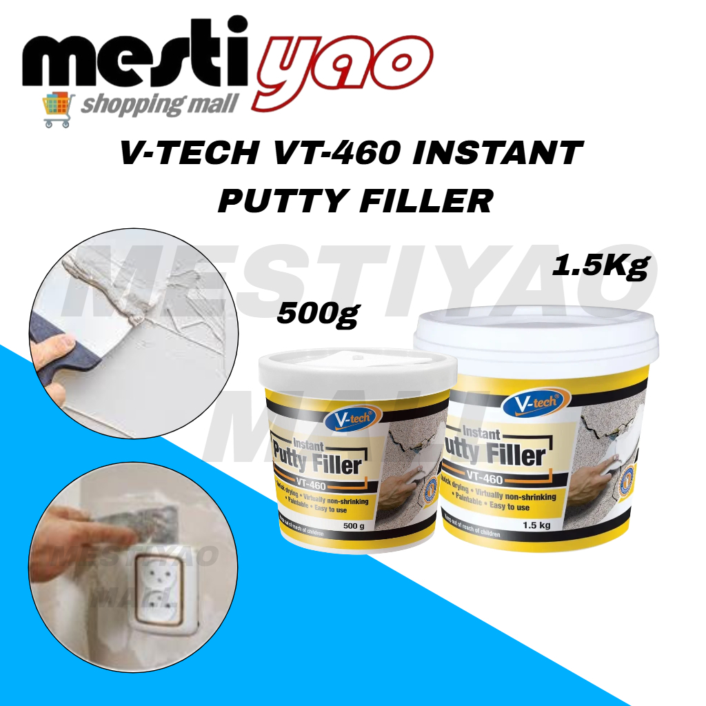 V-Tech VT-460 Instant Putty Filler 500g/1.5Kg/Pengisi Rekahan | Shopee ...