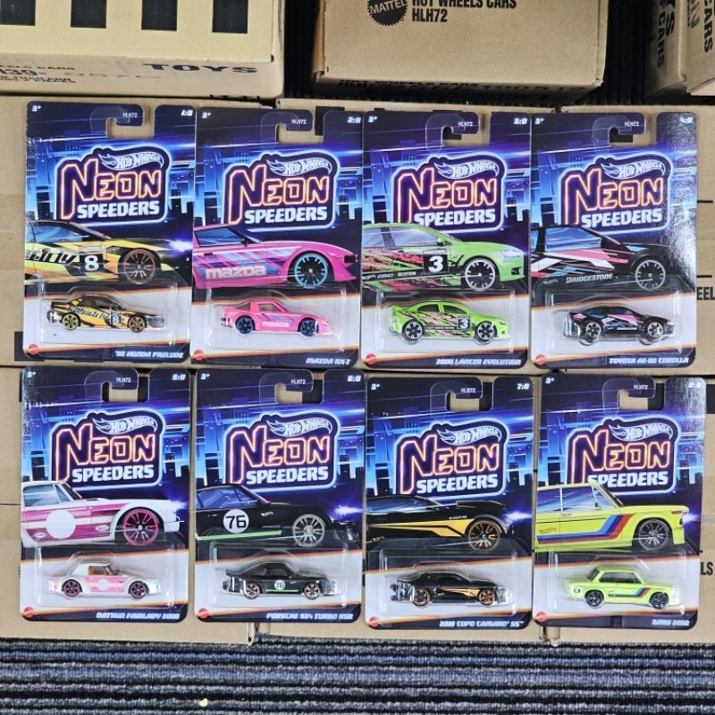 HOT WHEELS EXCLUSIVE SERIES 2025 NEON SPEEDERS COMPLETE SET 8PCS LANCER ...