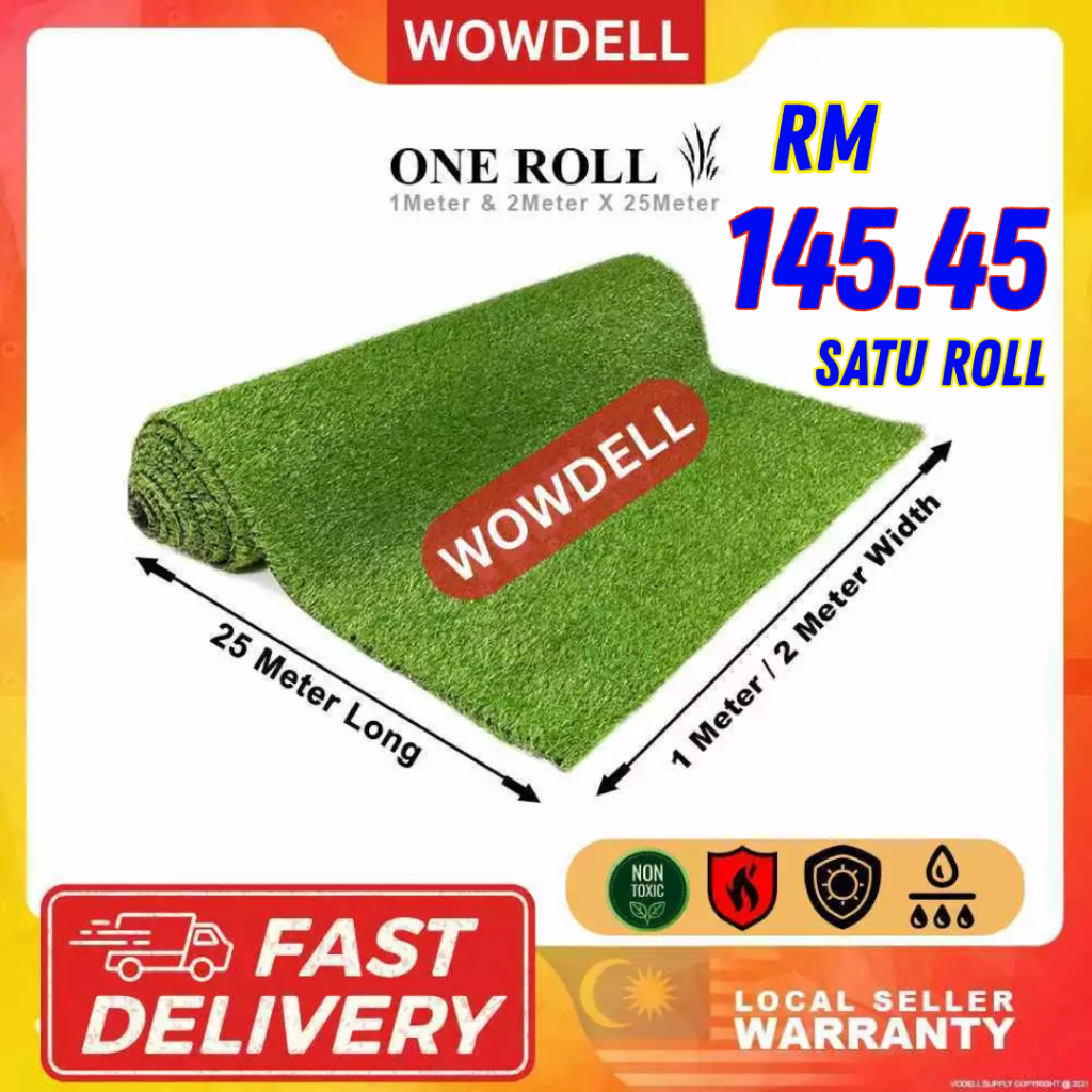 (1MX25M/2MX25M) RUMPUT CARPET ARTIFICIAL GRASS 1 ROLL CANTIK MURAH ...