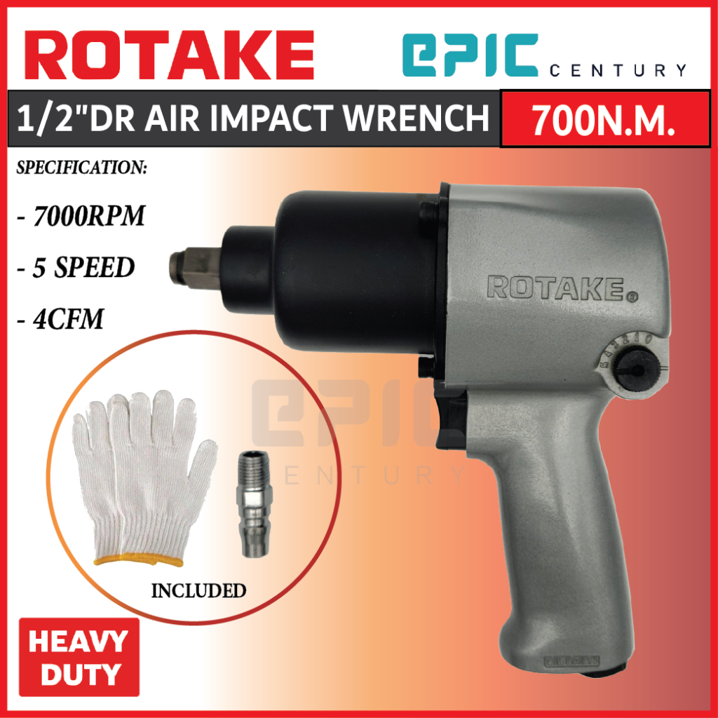 Rotake 1/2" Twin Hammer Air Impact Wrench 700Nm (Heavy Duty) | Shopee Malaysia