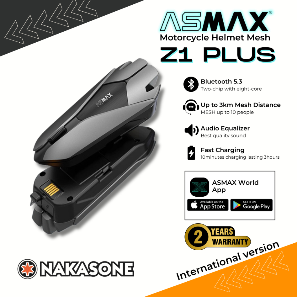 ASMAX Z1 PLUS Motorcycle Helmet Mesh Intercom 10 Riders AI VOICE ...
