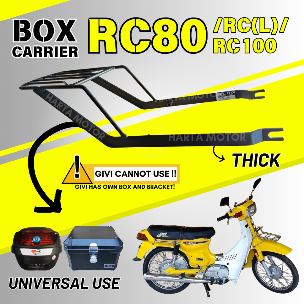 MODENAS RC80 OLD RC80L NEW RC100 REAR BOX MONORACK BOX CARRIER KAKI HEAVY DUTY PVC KOTAK BESI ...