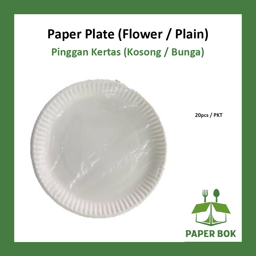 Pinggan Kertas (20PCS) Plain Paper Plate / Flower Paper Plate ...