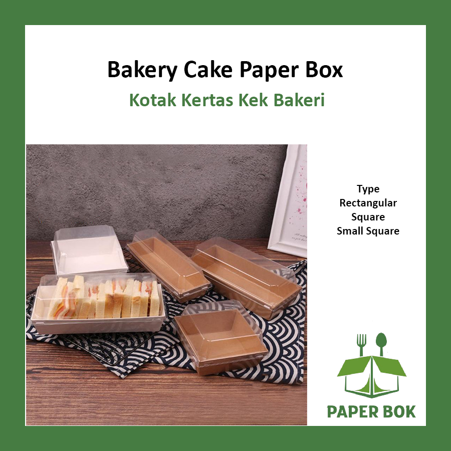 Bekas Kertas [50pcs] Bakery Paper Box / Square / Rectangular Box ...