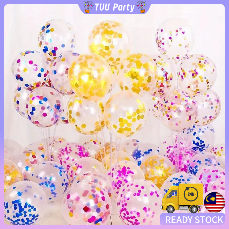 12 Inch Colorful Confetti Sequin Balloons Glitter Transparent Balloon ...