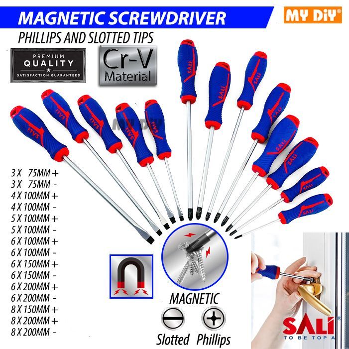 SALI Phlips and Slotted Magnetic Screwdriver Phillips and Slotted Tips ...