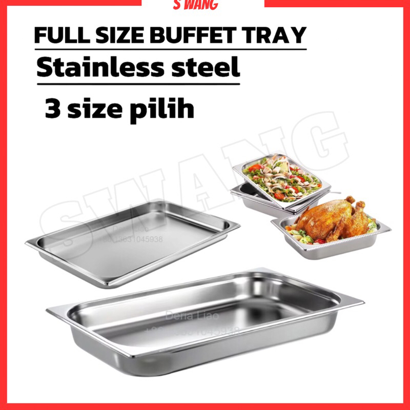 Stainless Steel Square Tray full size dan half size buffet tray ...