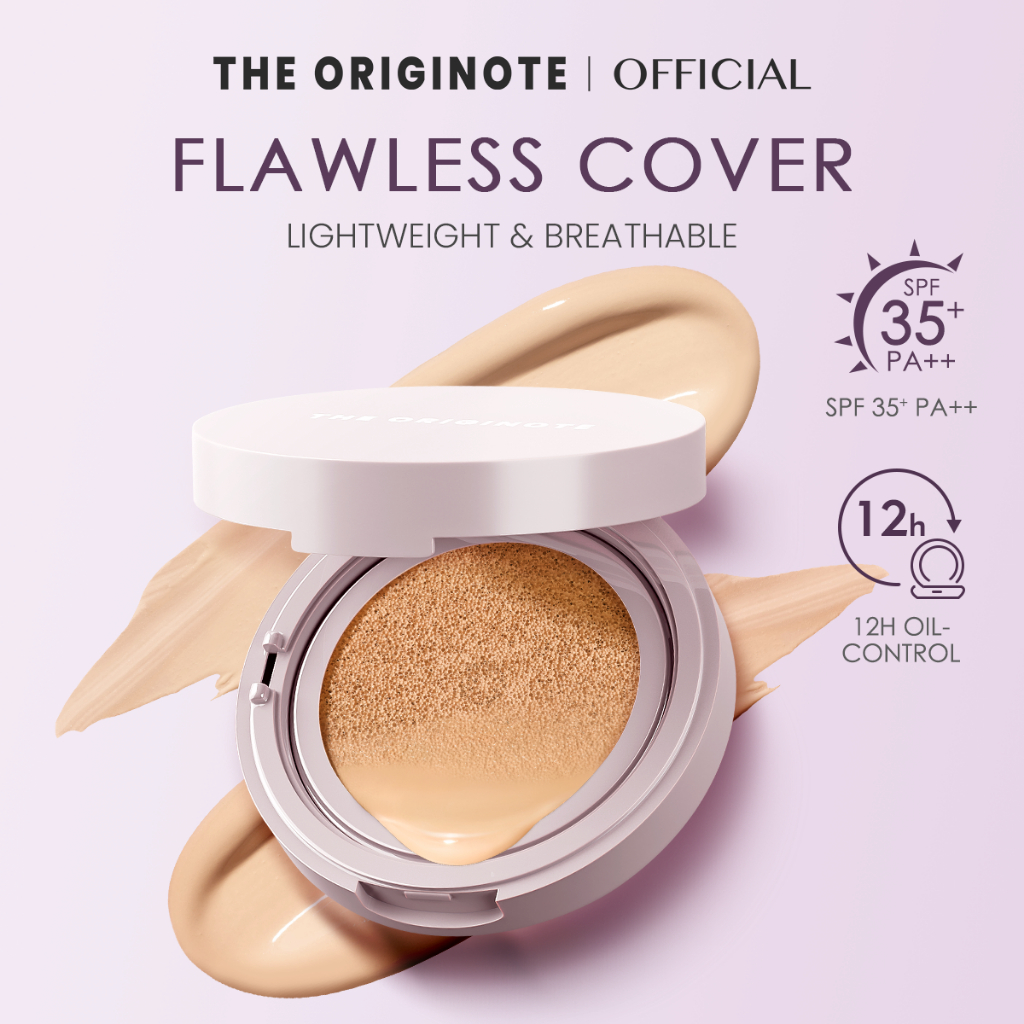 The Originote High Cover Serum Cushion - Makeup Base with a light texture on the face cushion ...