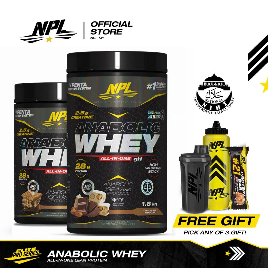 NPL Anabolic Whey gH 4lbs(1.8kg)2lbs(908g) Lean Muscle with Creatine ...