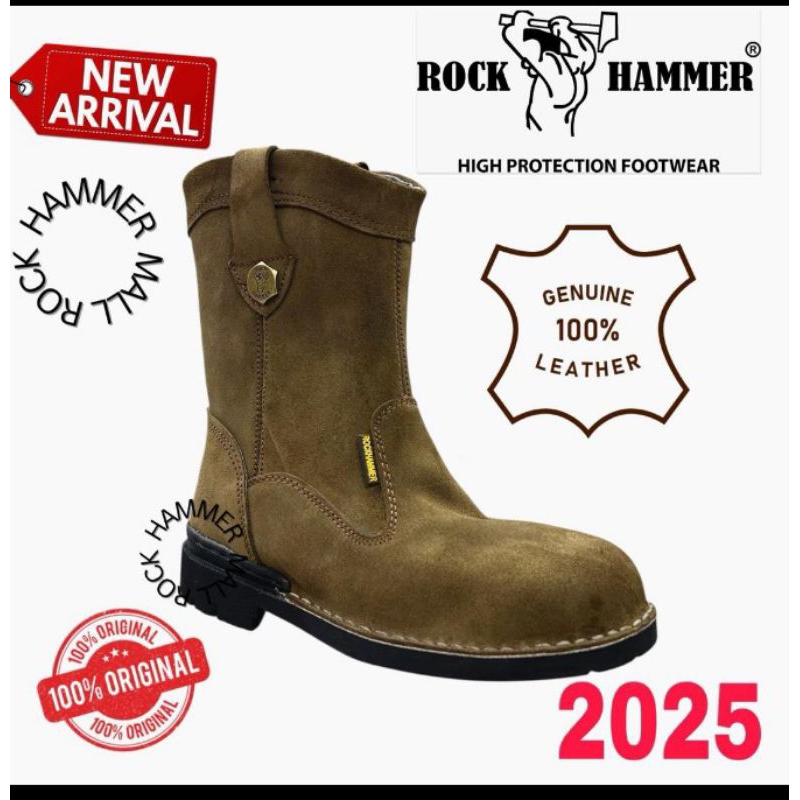💯🔥Original Rock Hammer Safety Boot High Cut Leather Safety Boot #9117 9112 | Shopee Malaysia