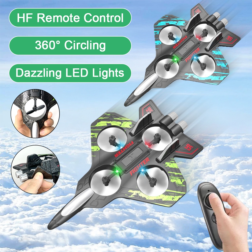 ️2.4G Remote Control Airplane EPP Foam Glider with Lights 360° Stunt ...