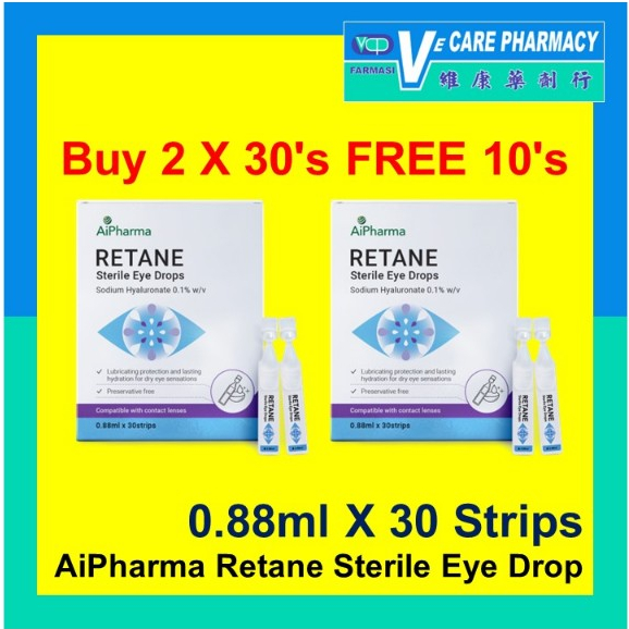 [Exp: 10/27] AiPharma Retane Sterile Eye Drops 0.88ml X 30's ...