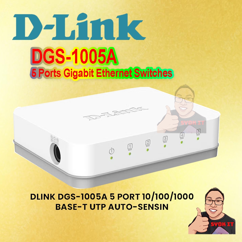 D-LINK DGS-1005A 5 Port 10/100/1000 Gigabit Ethernet Desktop Network ...