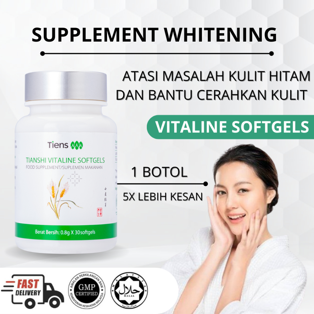 UBAT PUTIH BADAN -SUPPLEMENTS WHITENING - VITAMIN C - VITALINE SOFTGEL ...