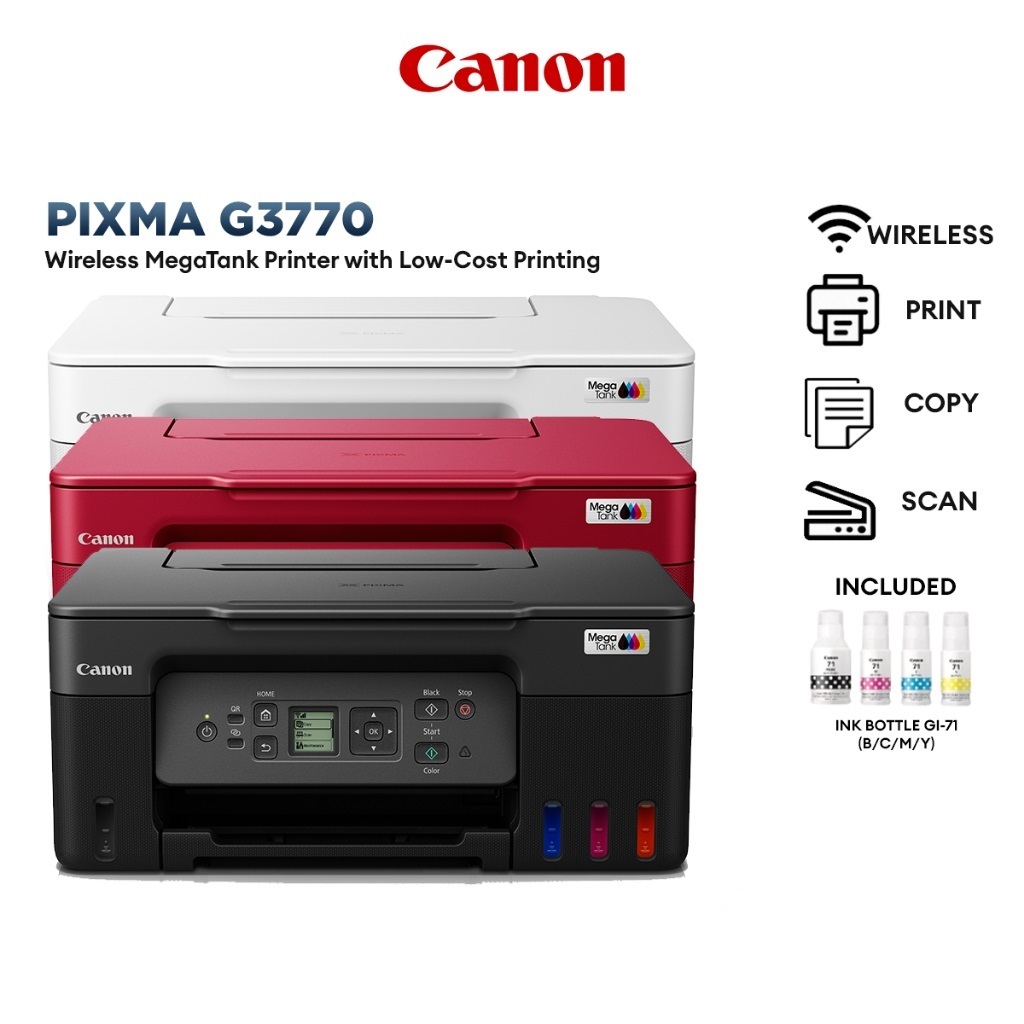 Canon PIXMA G3770 AIO A4 Printer Print/Scan/Copy Wireless Refillable ...