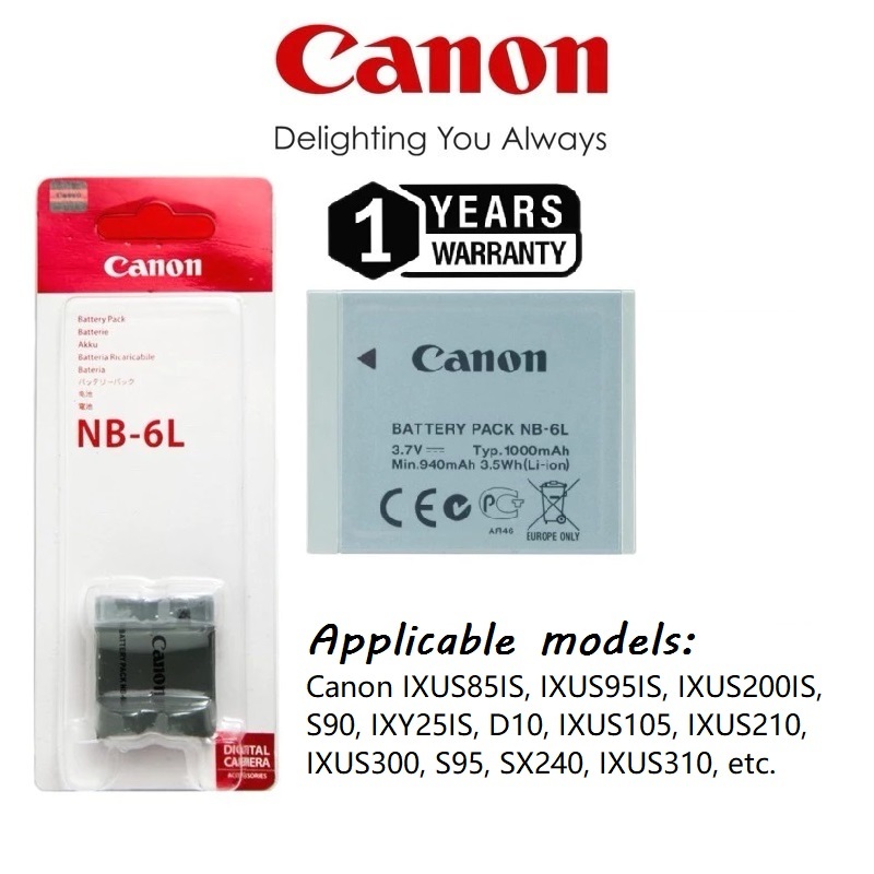 【Digital Osc258】ORGINAL Canon NB-6L BATTERY 1000 mAh NB6L NB6L ...