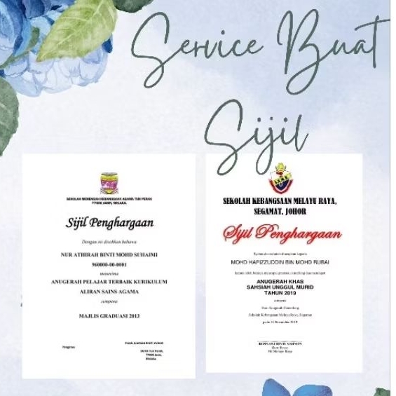 Service Buat Sijil Nama/Logo , Certificate Customise White Certificate ...