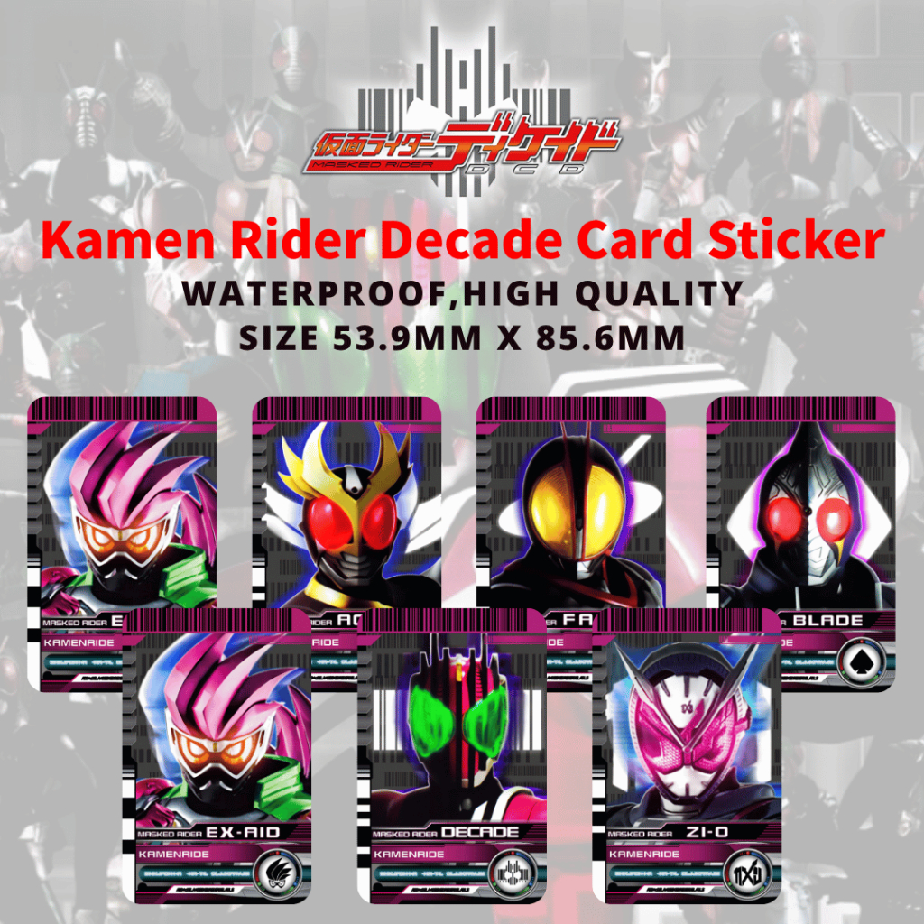 Kamen Rider Decade Waterproof Card Sticker – Premium Quality, Size 53 ...