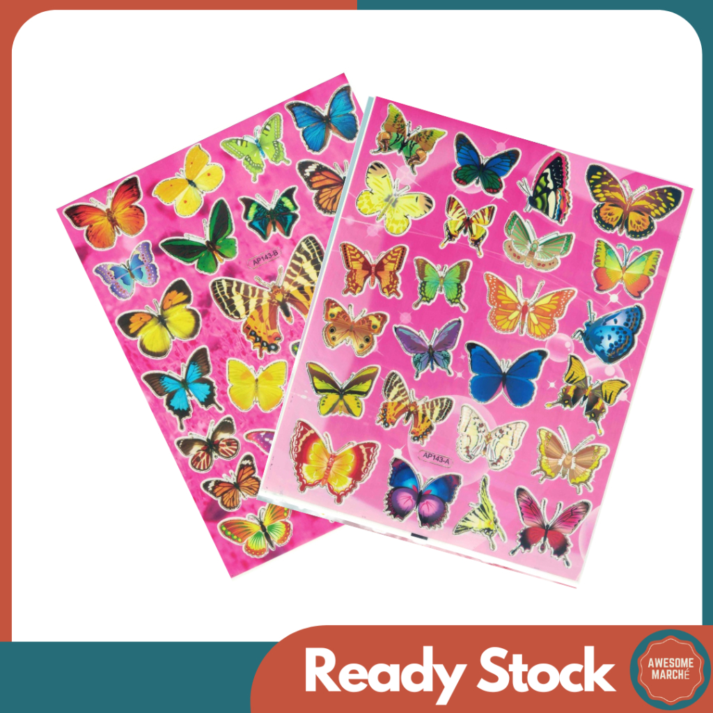 A4 SIze Removeable Sticker Butterfly Stickers Rama-rama Craft Material ...