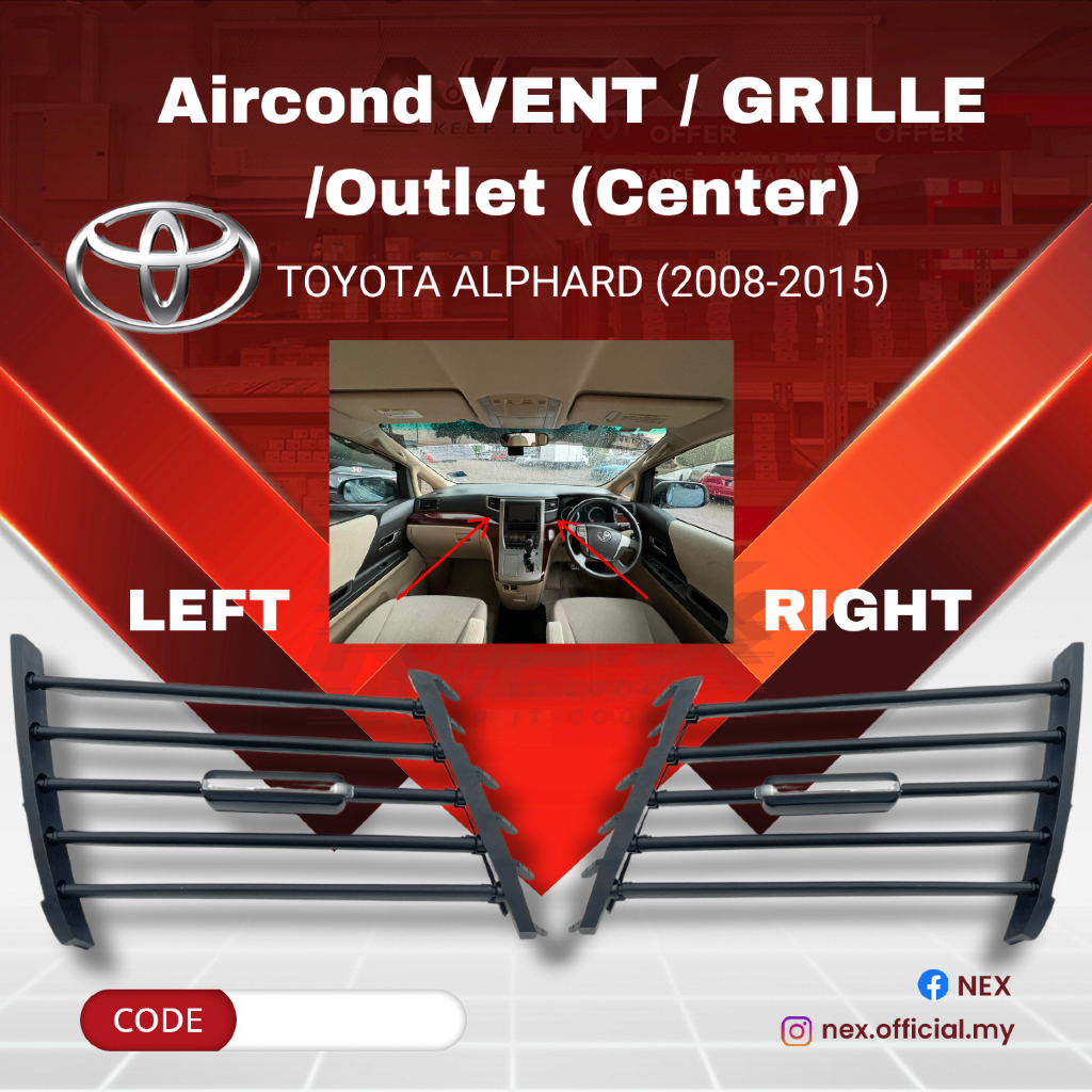 Toyota Vellfire & Alphard 2008 - 2015 Aircond Airvent • Grille • Outlet ...