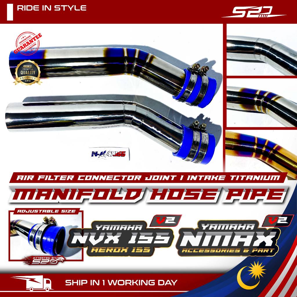 Intake Manifold Hose Pipe NVX NMAX V2 PNP Maniful Adjustable Size Gold ...