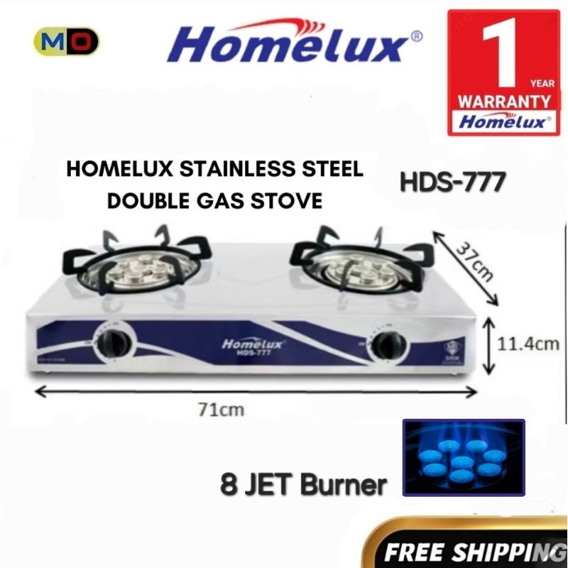 HOMELUX Stainless Steel Double Burner Gas Stove Cooker 7 Jet Gas Cooker ...