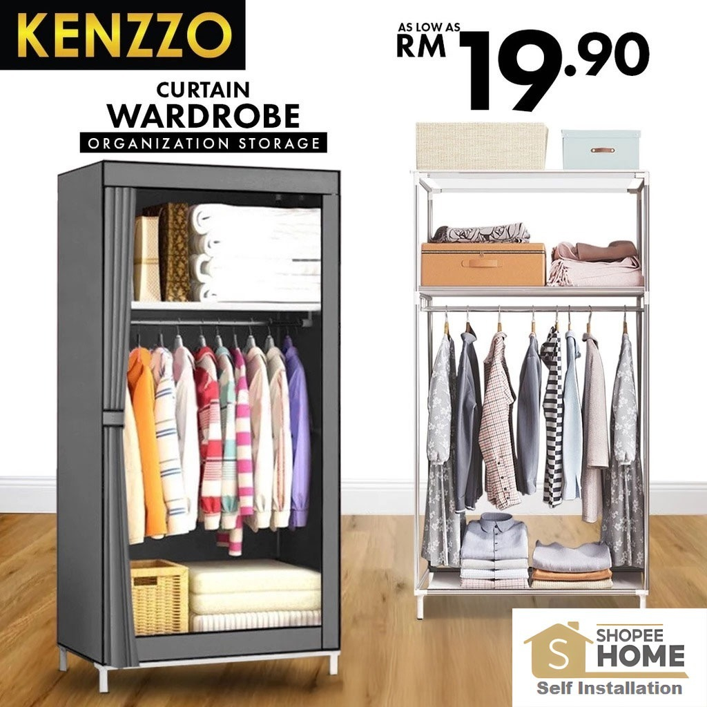 Kenzzo!!! Multifunctional Curtain Wardrobe / Organizer / Almari Baju ...