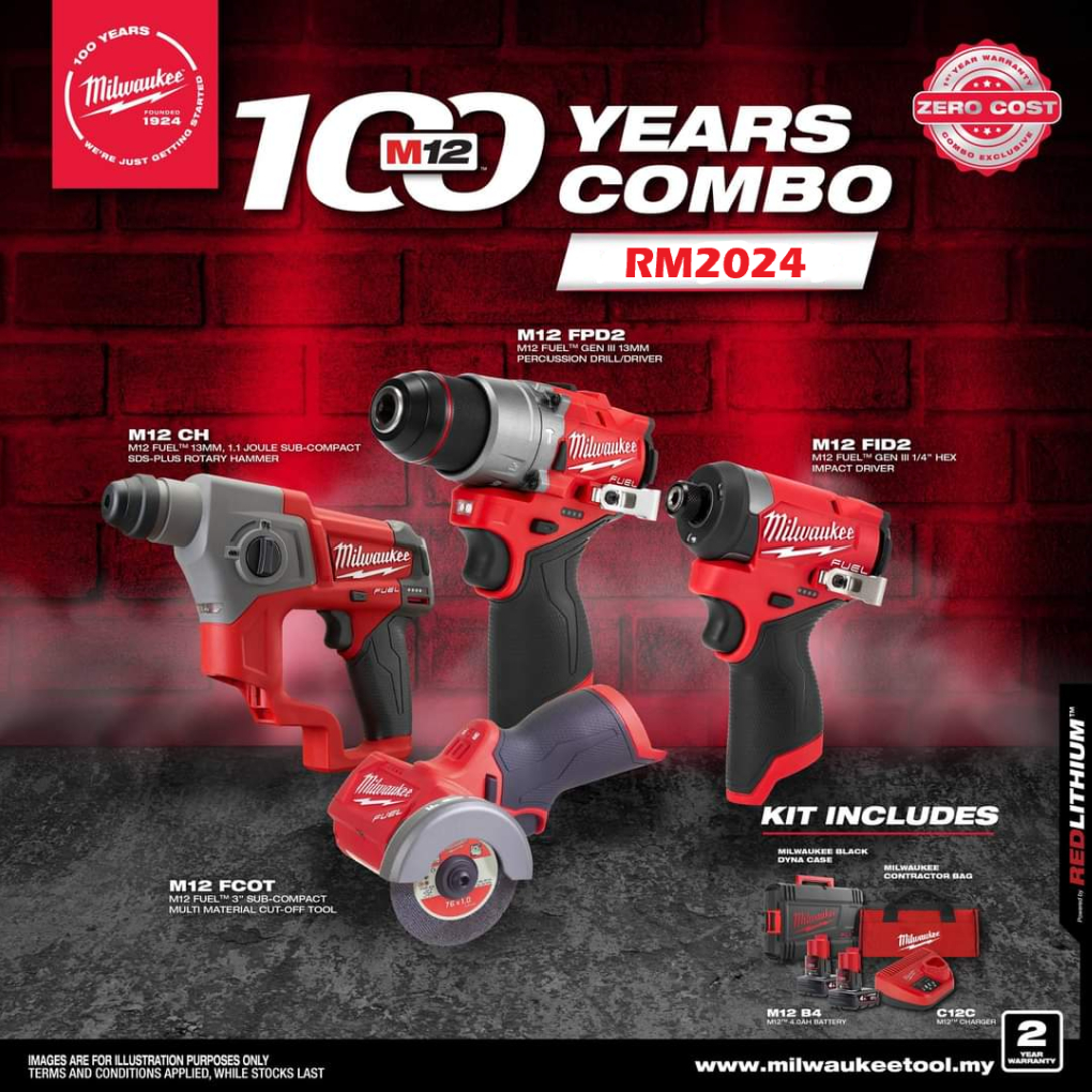 MILWAUKEE M12 FUEL MEGA COMBO - M12 CH / M12 FPD2 / M12 FID2 / M12 FCOT ...