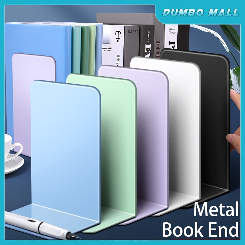 2 Pcs Metal Bookend L Shape Book End BookShelf Stand Holder Office ...