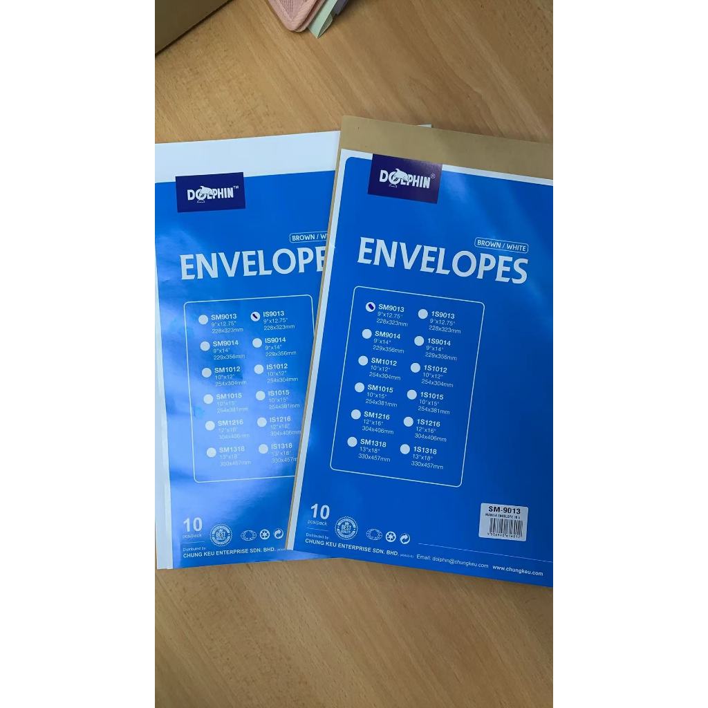 Dolphin 9" x 12.75" White/Manila Envelope(10's/pack) | Shopee Malaysia