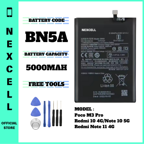NEXCELL Bateri Serasi untuk BN5A Battery Xiaomi Redmi 10 4G / Note 11 ...