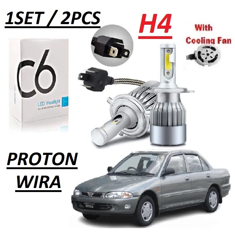 PROTON WIRA Car Headlamp H4 Headlight Led Bulb Cooling Fan White Lampu ...
