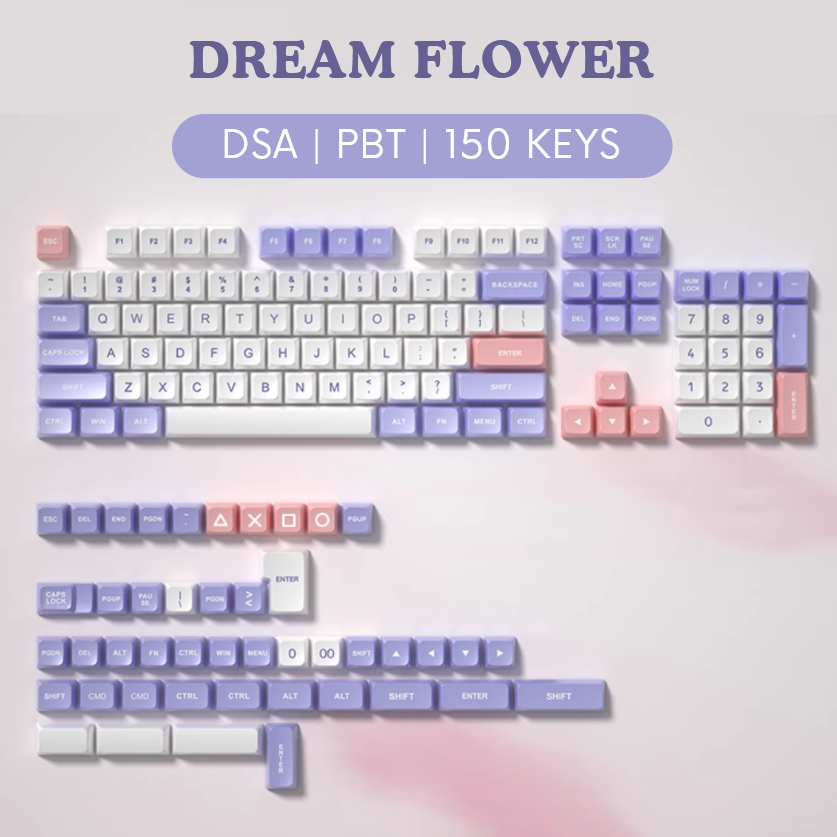 [Ready Stock] Dream Flower Keycaps PBT Doubleshot Keycaps 173pcs DSA ...