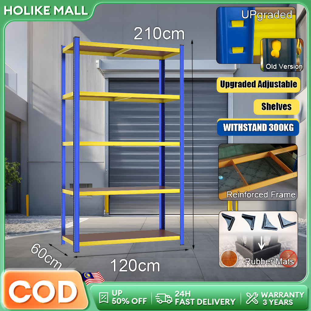 ⚡Rak Dapur Rak Besi 5 Tier Boltless Rack Heavy Metal Frame Warehouse ...