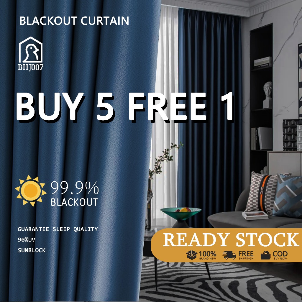 BUY 5 FREE 1🔥99.9% Langsir Blackout with Ring Langsir Tingkap Murah ...