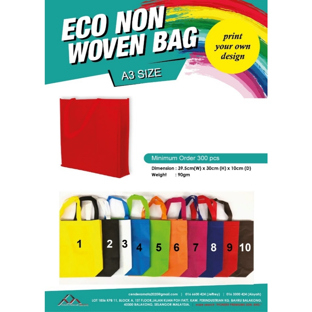 non woven bag size A3 ( 39.5 x 30 x 10 cm ) | Shopee Malaysia
