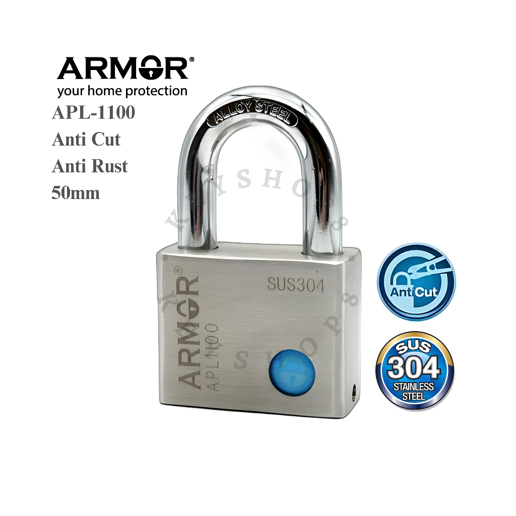 ARMOR Padlock Model APL-1100 Body Size 50mm (Anti Cut) Mangga Kunci Rumah Tahan Karat Tahan ...
