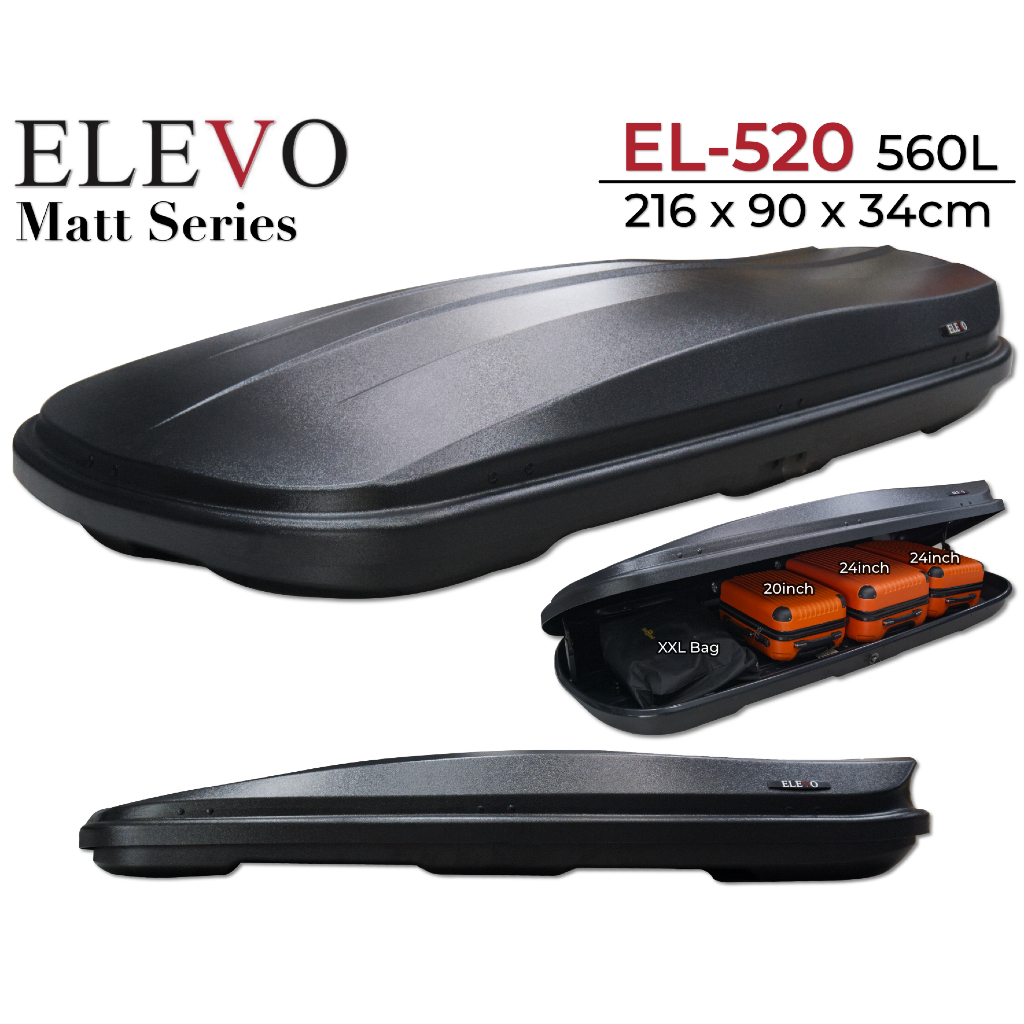 ELEVO Car Roof Box PC Material Matte Black Slim Compact Cargo Roofbox ...