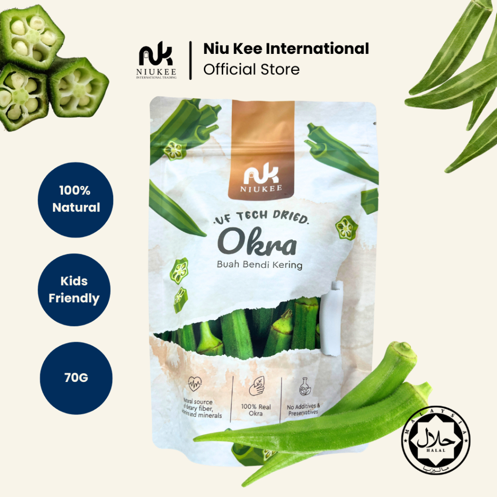 Niu Kee VF Tech Dried Okra 70g HALAL | Kerepek Bendi Okra Kering 秋葵脆 秋葵干 素食 水果 健康零食 蔬菜干 Niu Kee ...