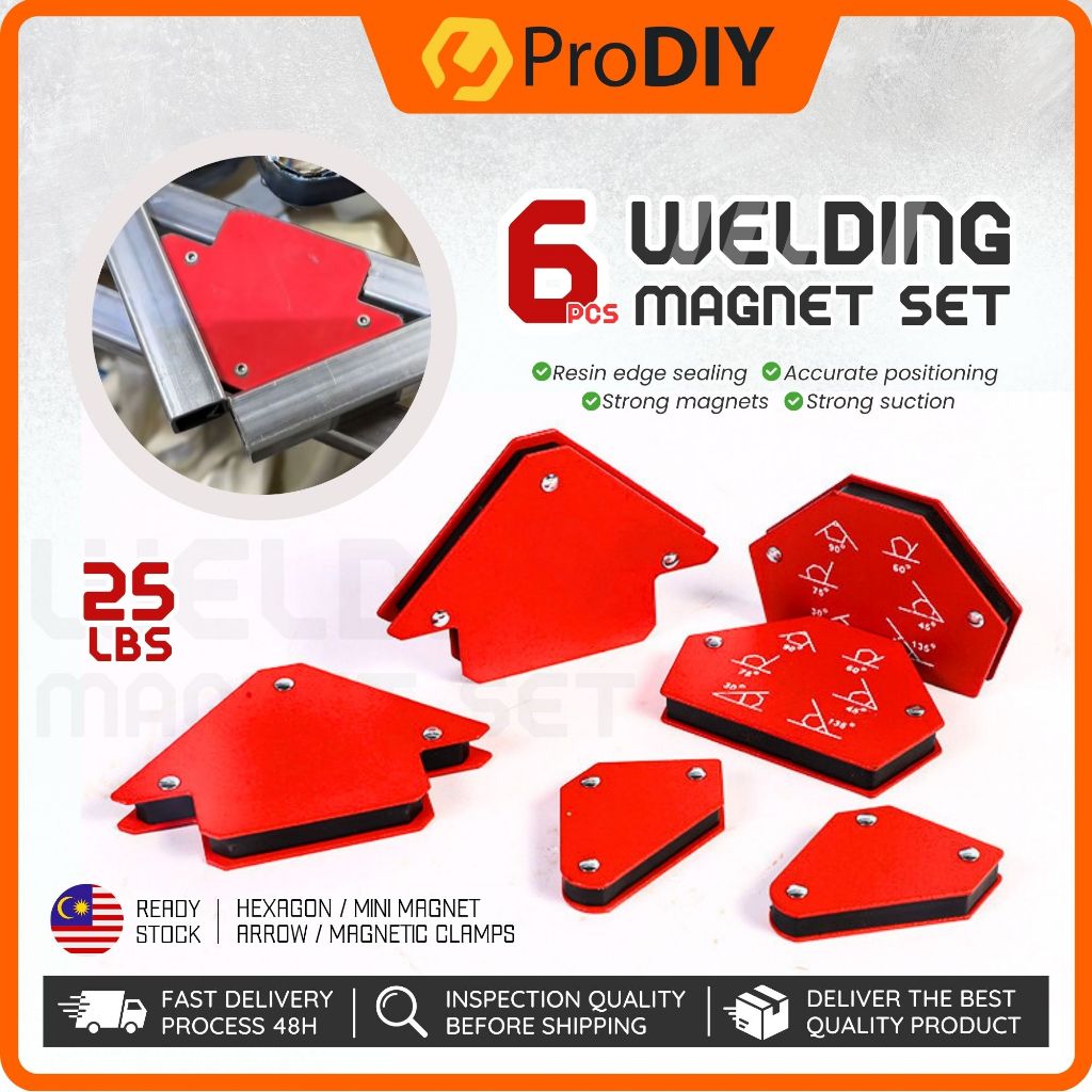 6 PCS SET Welding Magnet Set Strong Magnet 25LBS Powerful Magnetic ...