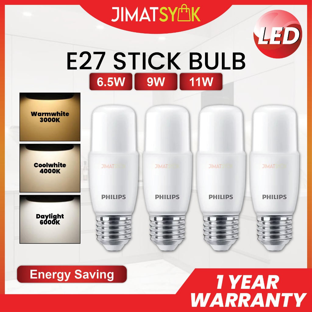 PHILIPS E27 LED Stick Bulb 6.5W 9W 11W Daylight Coolwhite Warmwhite Energy Saving LED Light Bulb ...