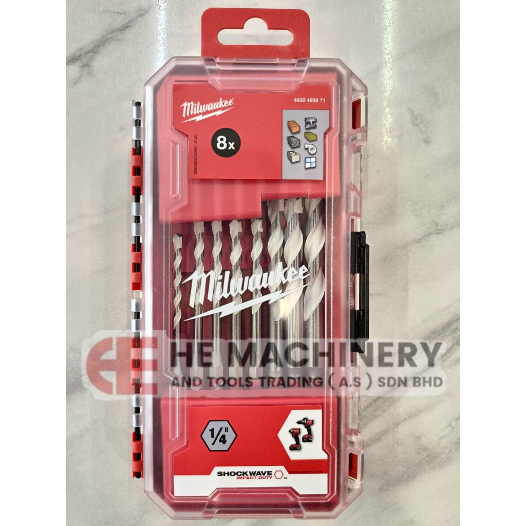 MILWAUKEE SHOCKWAVE IMPACT DUTY CARBIDE MULTI MATERIAL DRILL BIT SET (8PCS) | Shopee Malaysia