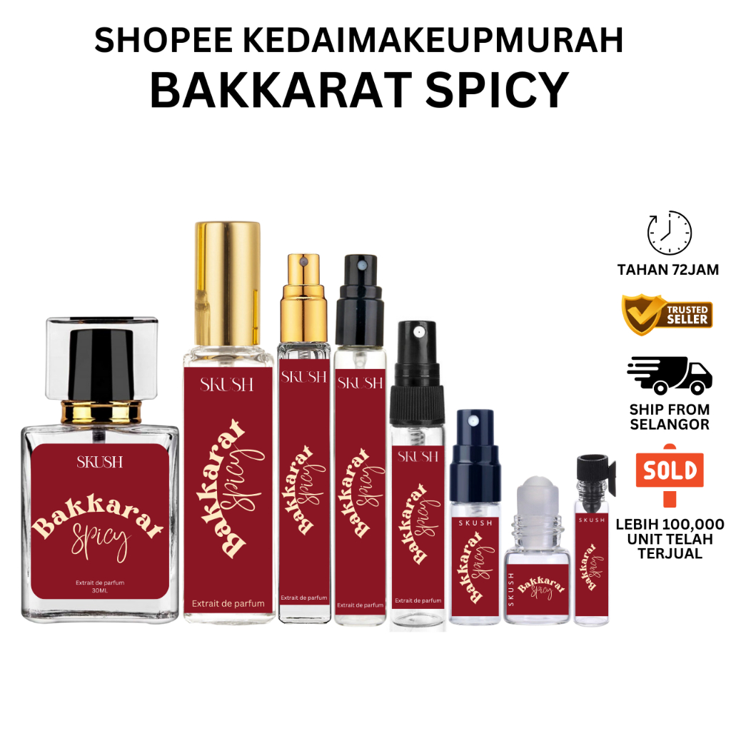 SKUSH BAKKARAT SPICY High Quality Body Perfume Travel Lelaki Perempuan ...
