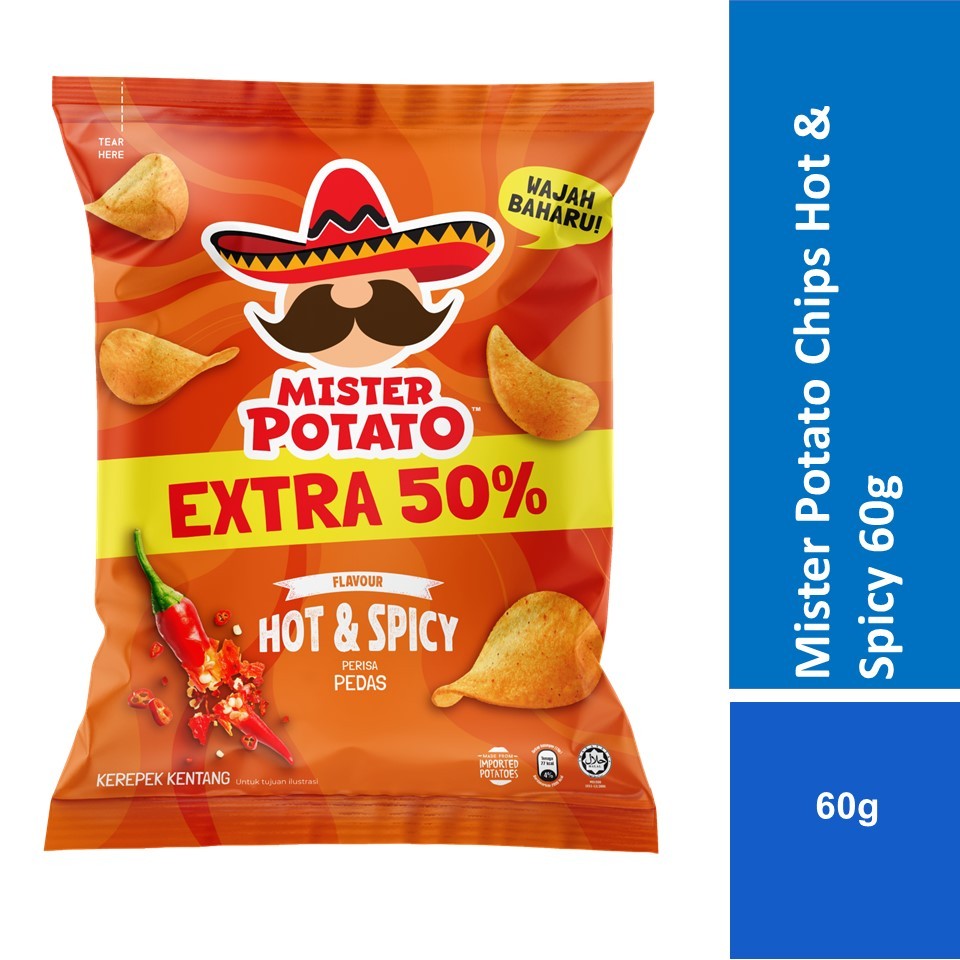 Mister Potato Chips Hot & Spicy 60g | Shopee Malaysia
