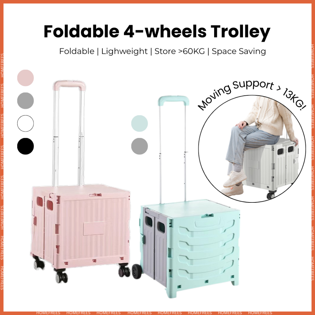 Foldable Shopping Trolley with 2/4/8 Wheels – 45L/79L Troli Beli-belah ...