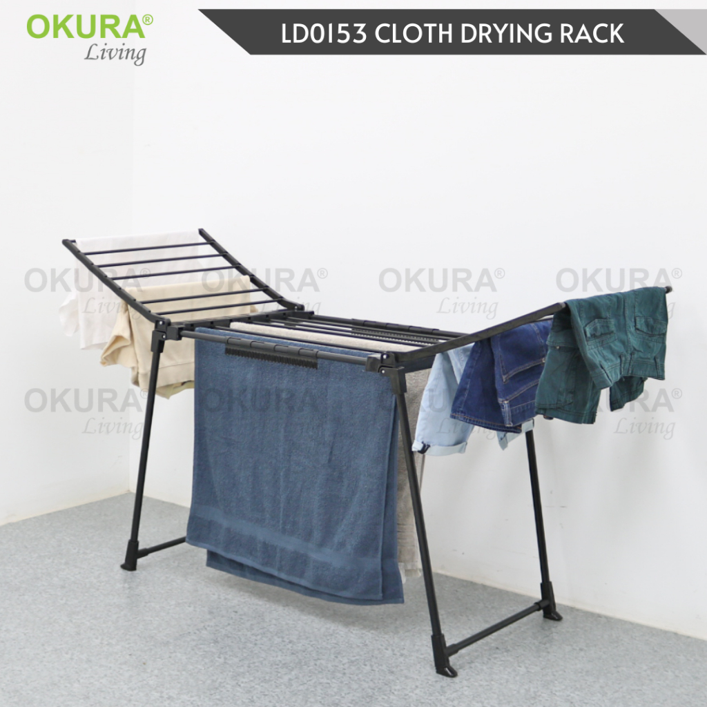 OKURA LD0153 Foldable Drying Rack Clothes Rack Mobility Clothing Hanger ...